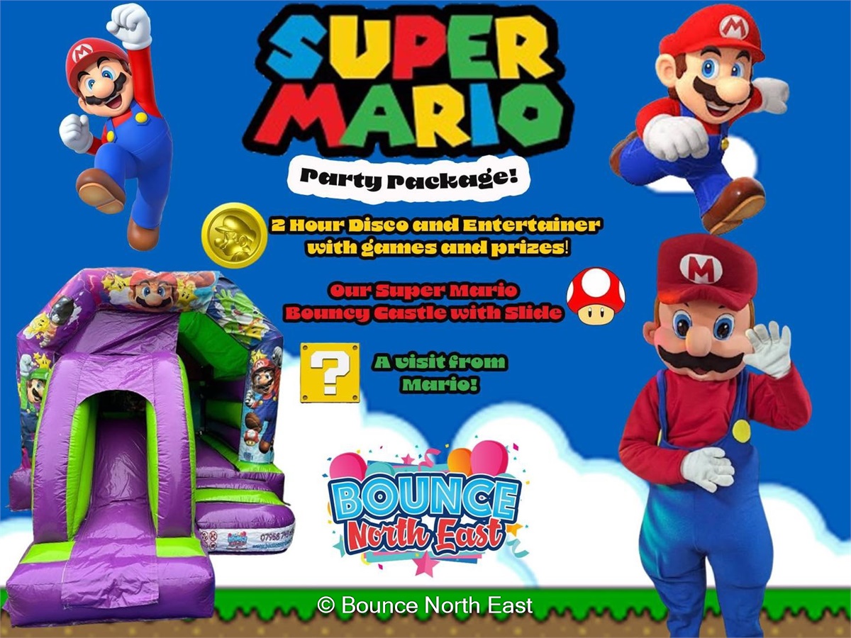 Super Mario Party Package - Bouncy Castle Hire and Kids Party Packages ...